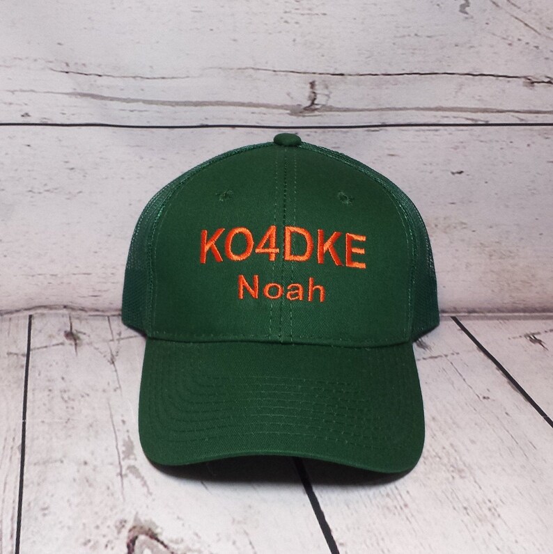 Embroidered Ham Radio Call Sign and Name Mesh Back Hat / Custom Amateur ...