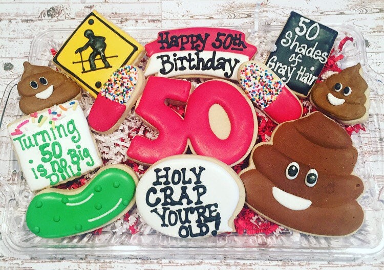 50 th Birthday Sugar Cookies/ Decorated Sugar Cookies/ Sugar | Etsy