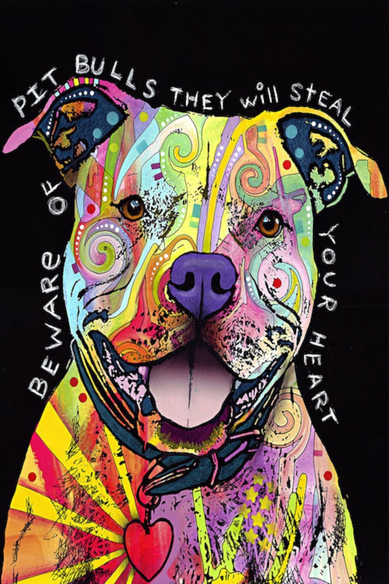 Pit Bull Art Print Pit Bull Painting Pit Bull Dog Art Pit - Etsy