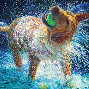 Golden Retriever Art, Yellow Labrador Art Print, Canvas Wall Art ...