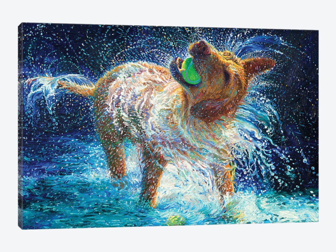 Golden Retriever Art, Yellow Labrador Art Print, Canvas Wall Art ...