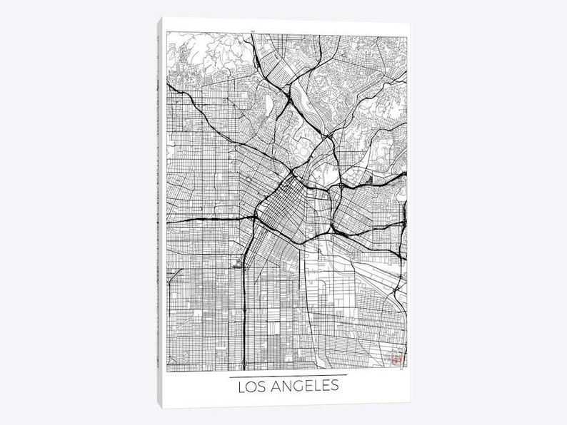 Los Angeles Map Los Angeles Art Print LA City Map Print | Etsy