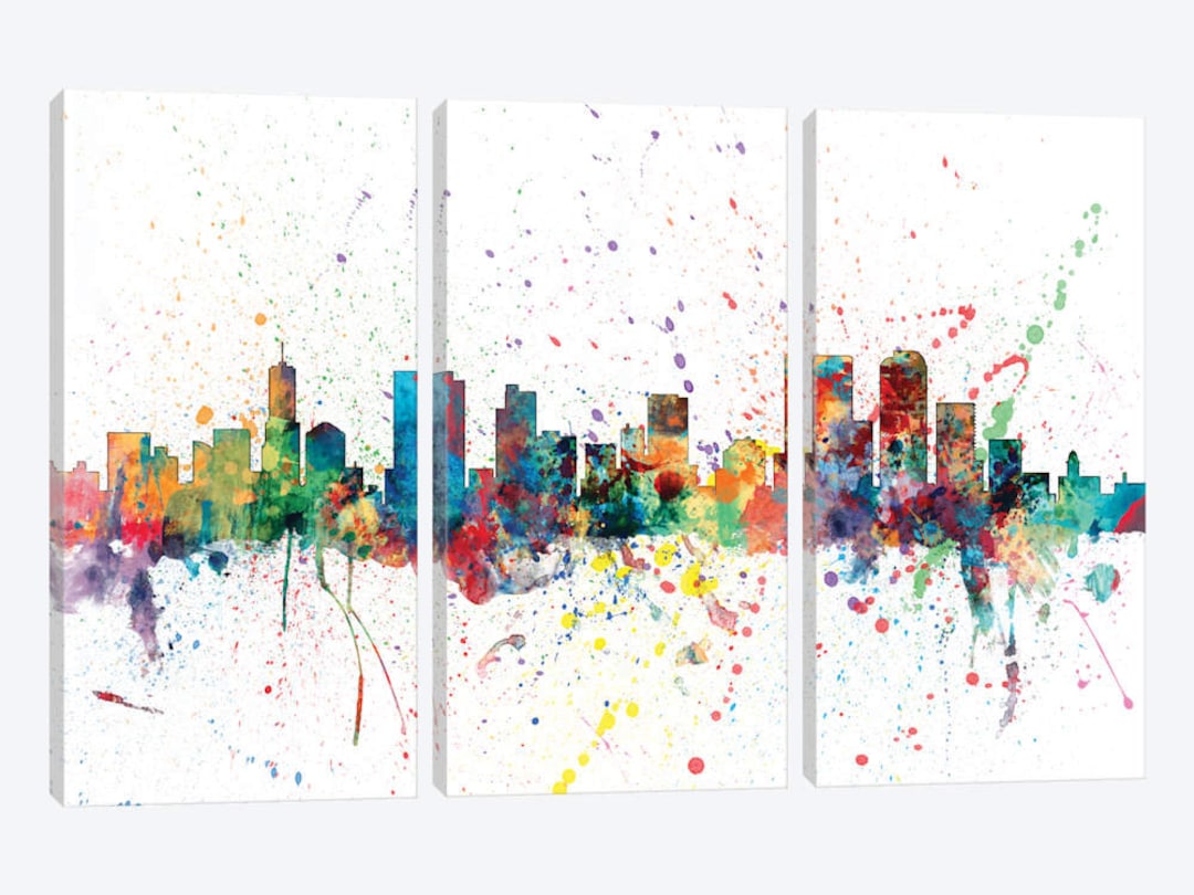 Large 3 Piece Denver Skyline, Denver Print, Denver Art Print, Downtown ...