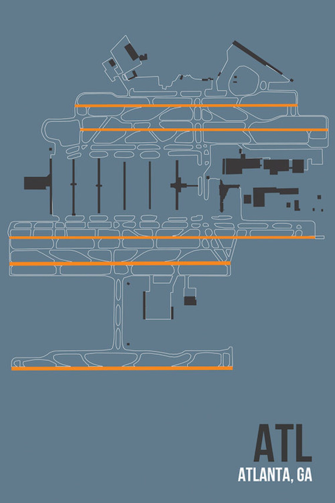 Atlanta Airport Art ATL Luggage Tag Airport Code Map - Etsy