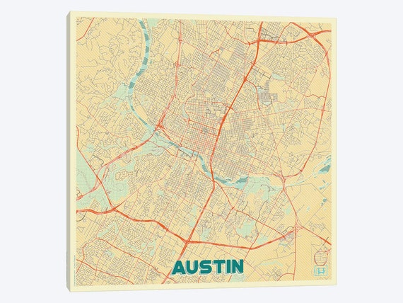 Austin Map Austin Texas Austin Texas Map Retro Austin Map | Etsy