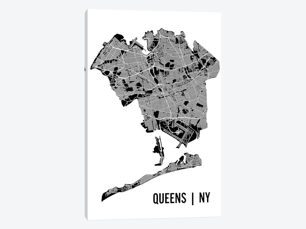 Queens New York Map Queens Neighborhood Map Black & White - Etsy