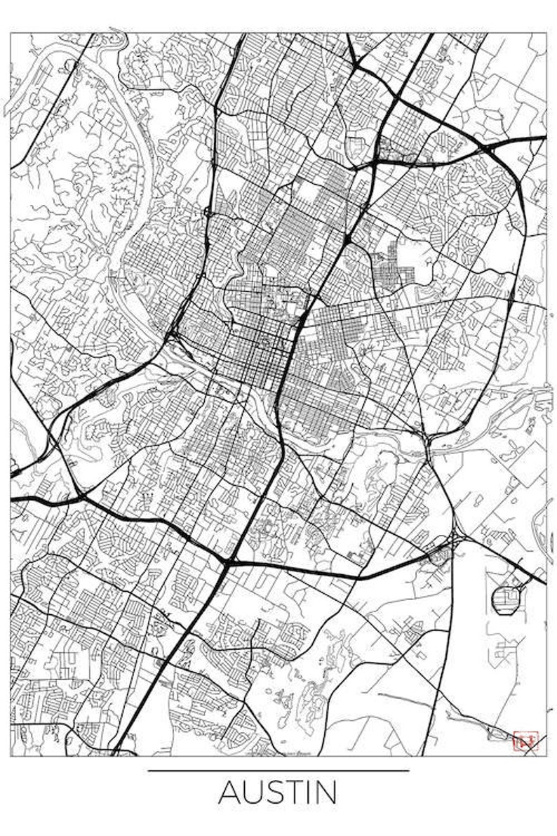 Austin Texas Austin Texas Map Austin Map Austin Map Print | Etsy