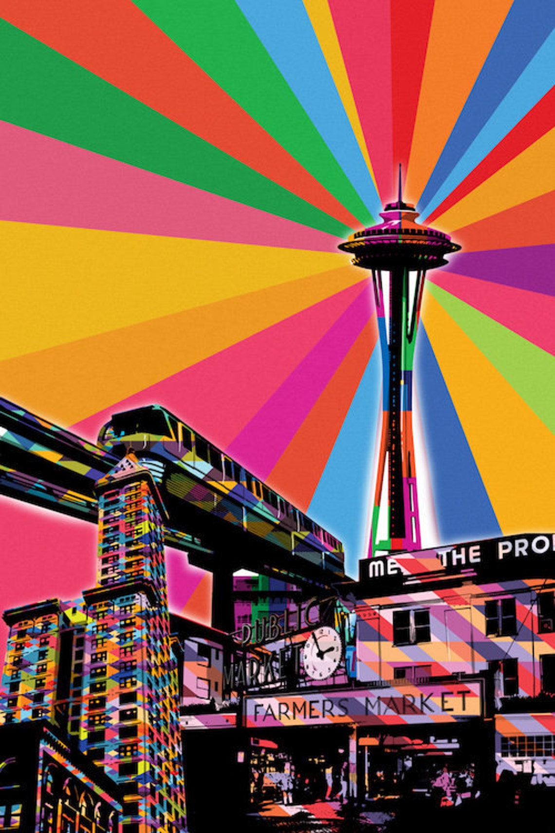 Seattle Art Print Retro Seattle Art Poster Seattle - Etsy