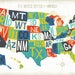 United States Map Art, United States Poster, Illustrated USA Map Print ...