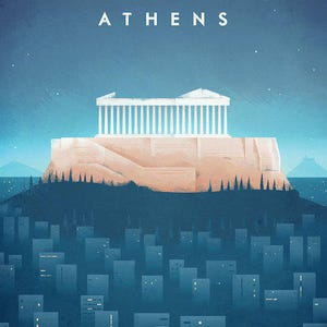 Athens Greece Art, Athens Acropolis Art, Parthenon Greek, Athens Canvas ...