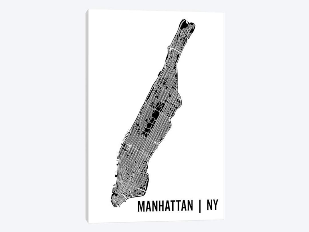 Manhattan New York, Manhattan Map, Manhattan Black & White Road Map ...