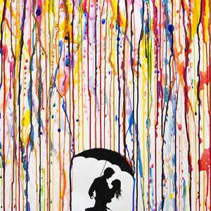 Colorful Watercolor, Paint Splatter, Rainbow Rain, Marc Allante, Canvas ...