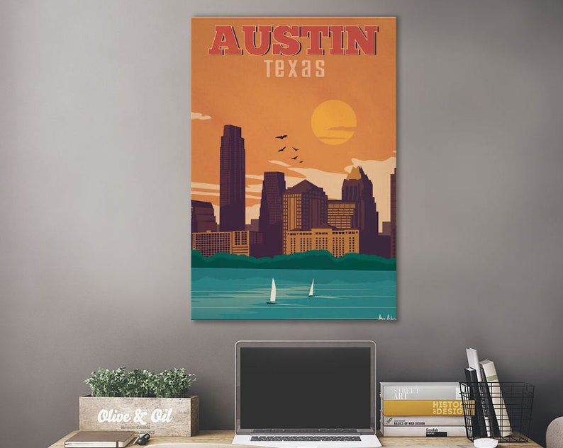 Austin Texas Austin Texas Skyline Austin Art Print Poster - Etsy