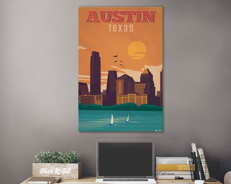 Austin Texas Austin Texas Skyline Austin Art Print Poster - Etsy