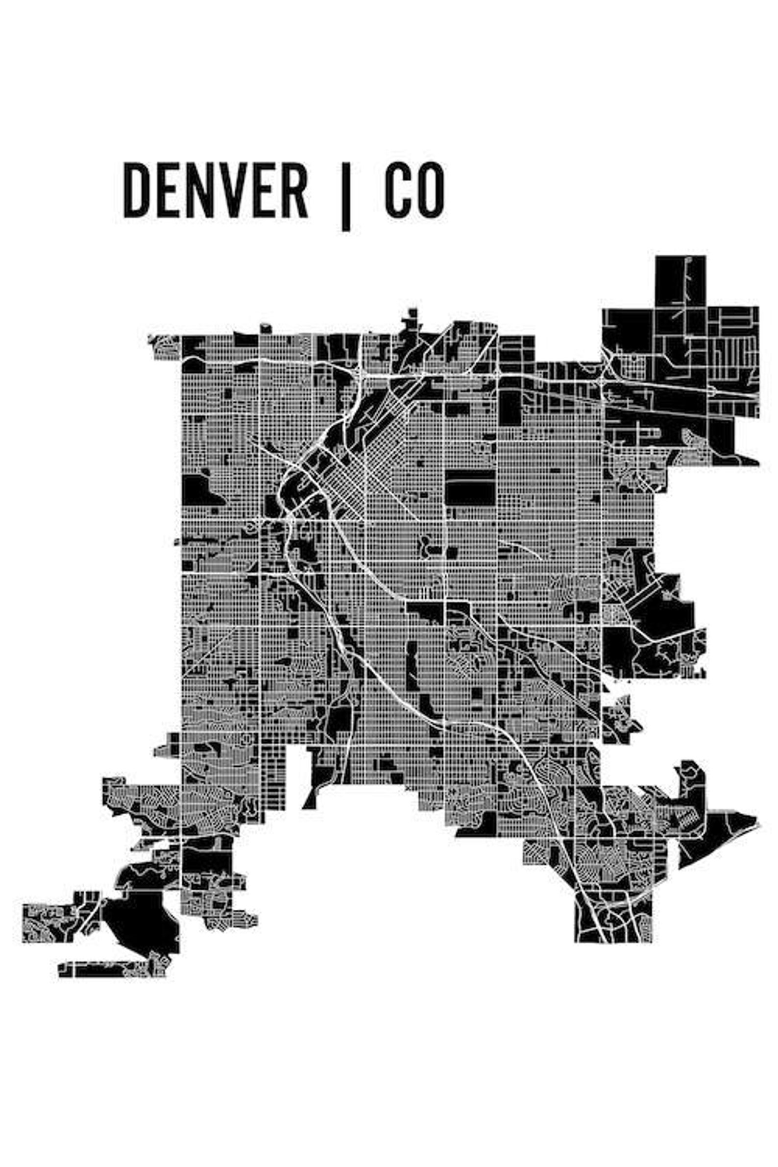 Denver Map Art Denver Art Denver City Map Denver | Etsy