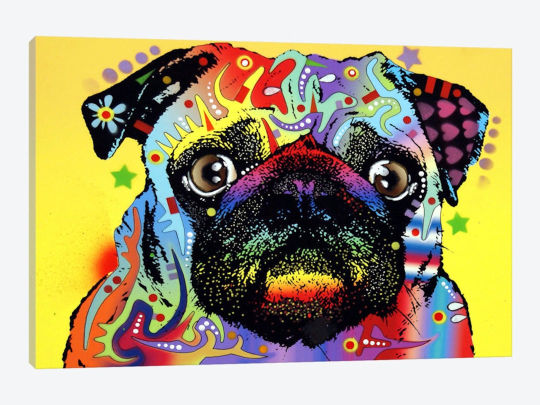 Pug Art, Pug Art Print, Pug Print, Pug Wall Art, Dog Canvas Wall Art ...