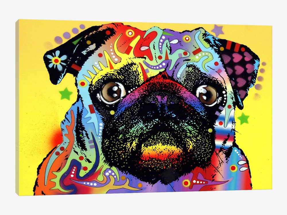 Pug Art Pug Art Print Pug Print Pug Wall Art Dog Canvas - Etsy