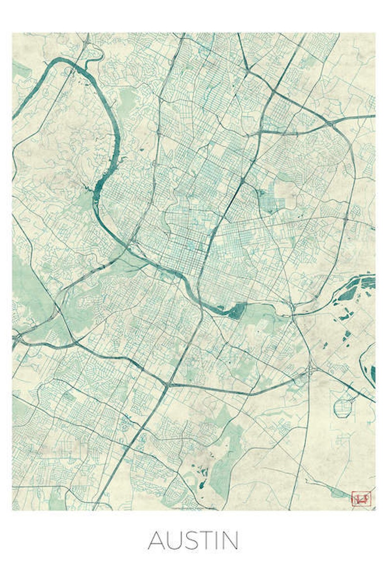 Austin Texas City Map Poster Print Austin Texas City Street | Etsy