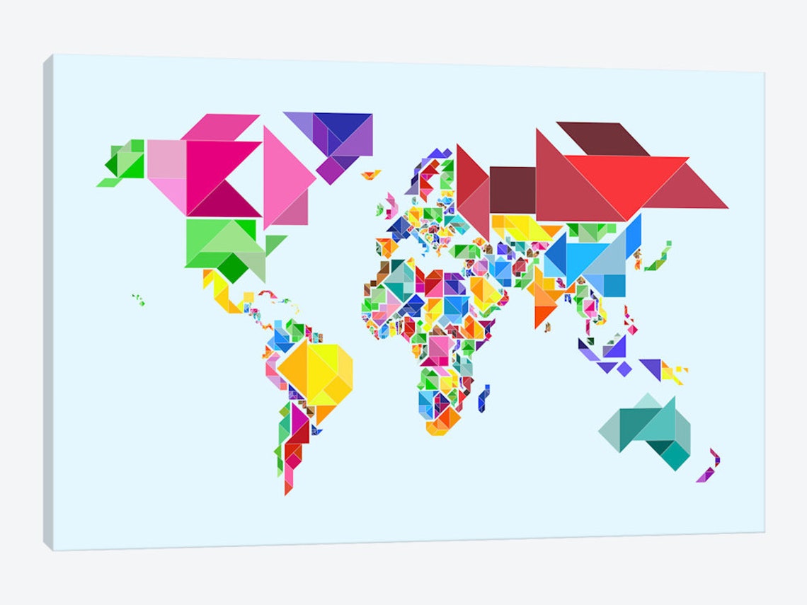 World Map Art World Map Canvas Map of the World Kids World - Etsy