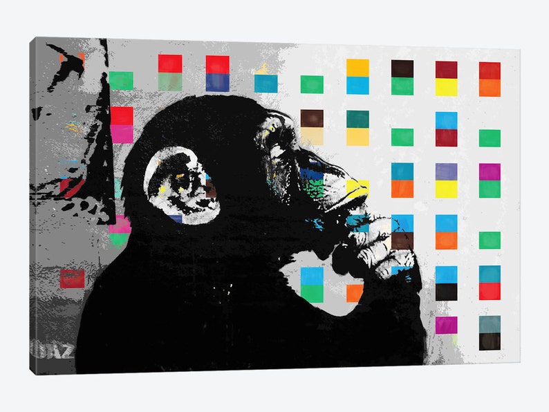 Banksy Canvas Banksy Poster the Thinker Monkey Dots Close - Etsy