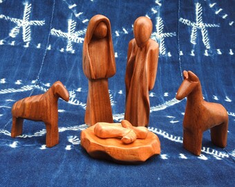 Vintage Hand Carved Wooden Nativity Set 14 Pieces Christmas - Etsy