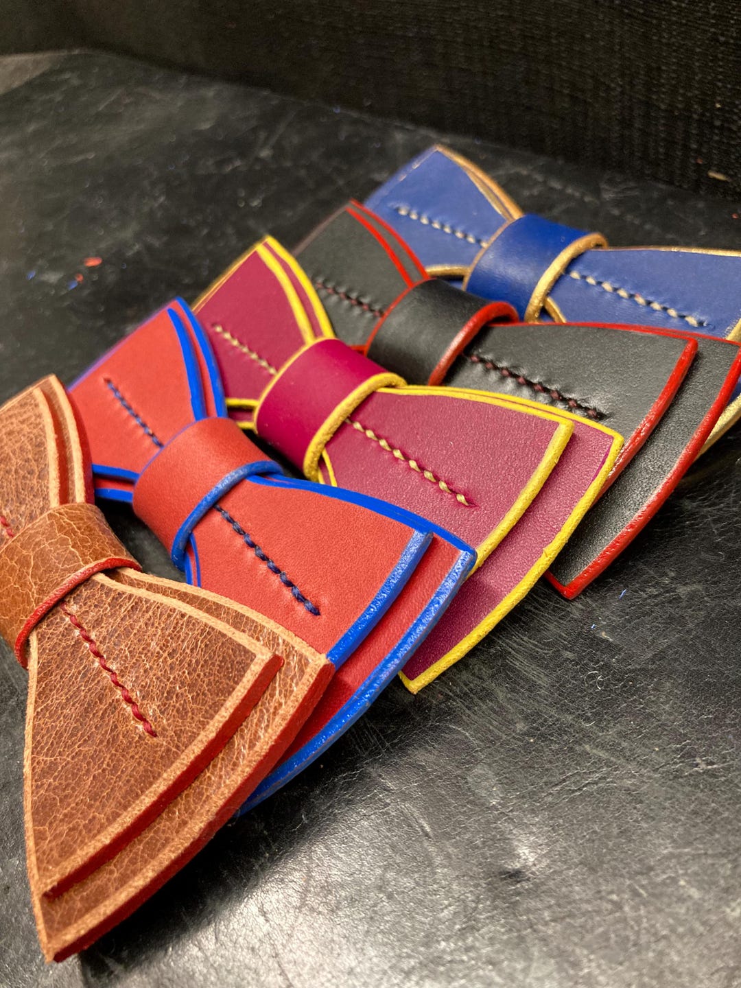 Flashy Leather Bowtie/ Spicy / Colorful / Bold / Beautiful Leather Bow ...