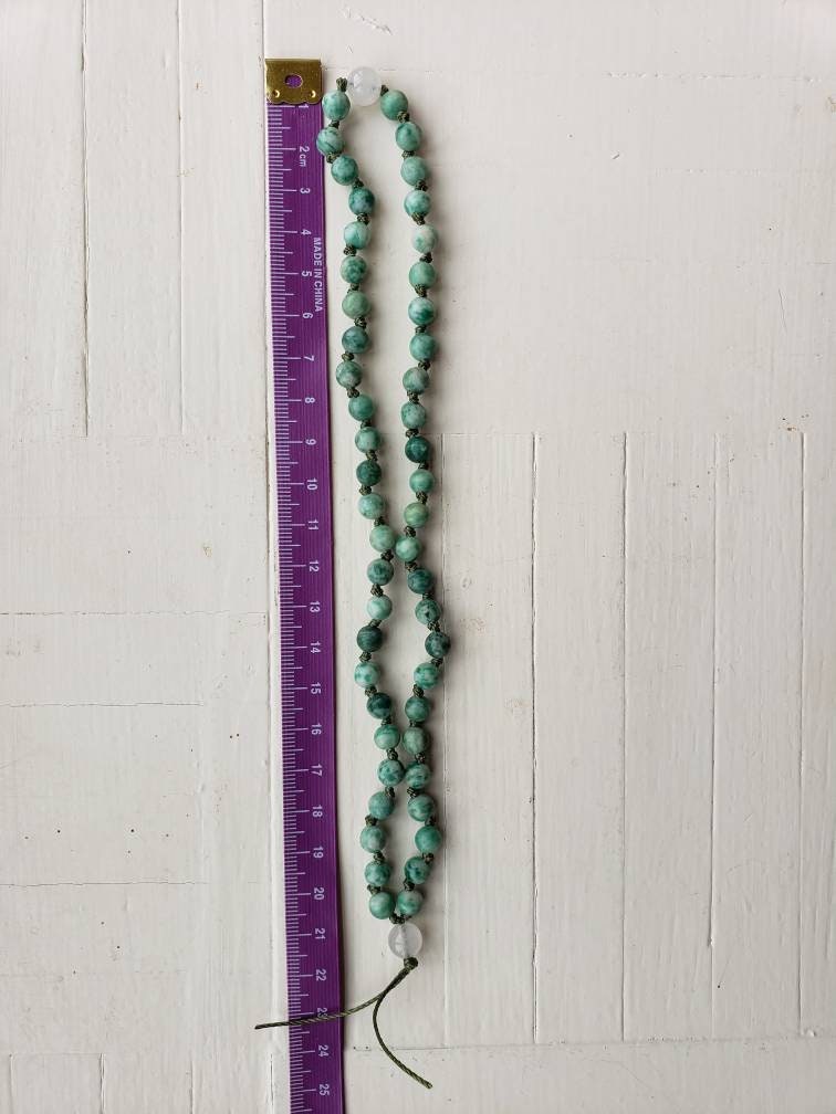 Handmade 50 Bead Paternoster - Green Spot Jasper, Quartz Stone Beads - Etsy