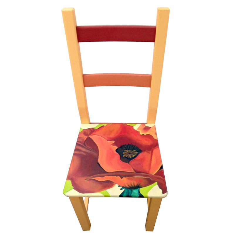Hand Painted Red Poppy Chair - Etsy