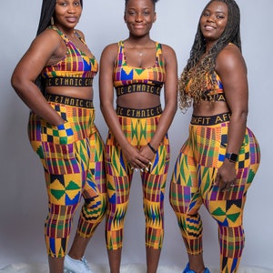 High Waist African Print Workout Set - Etsy