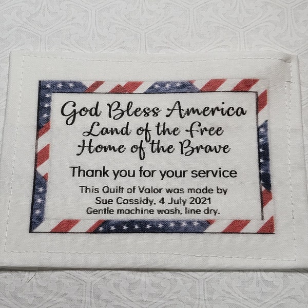 Quilt of Valor Label - Etsy