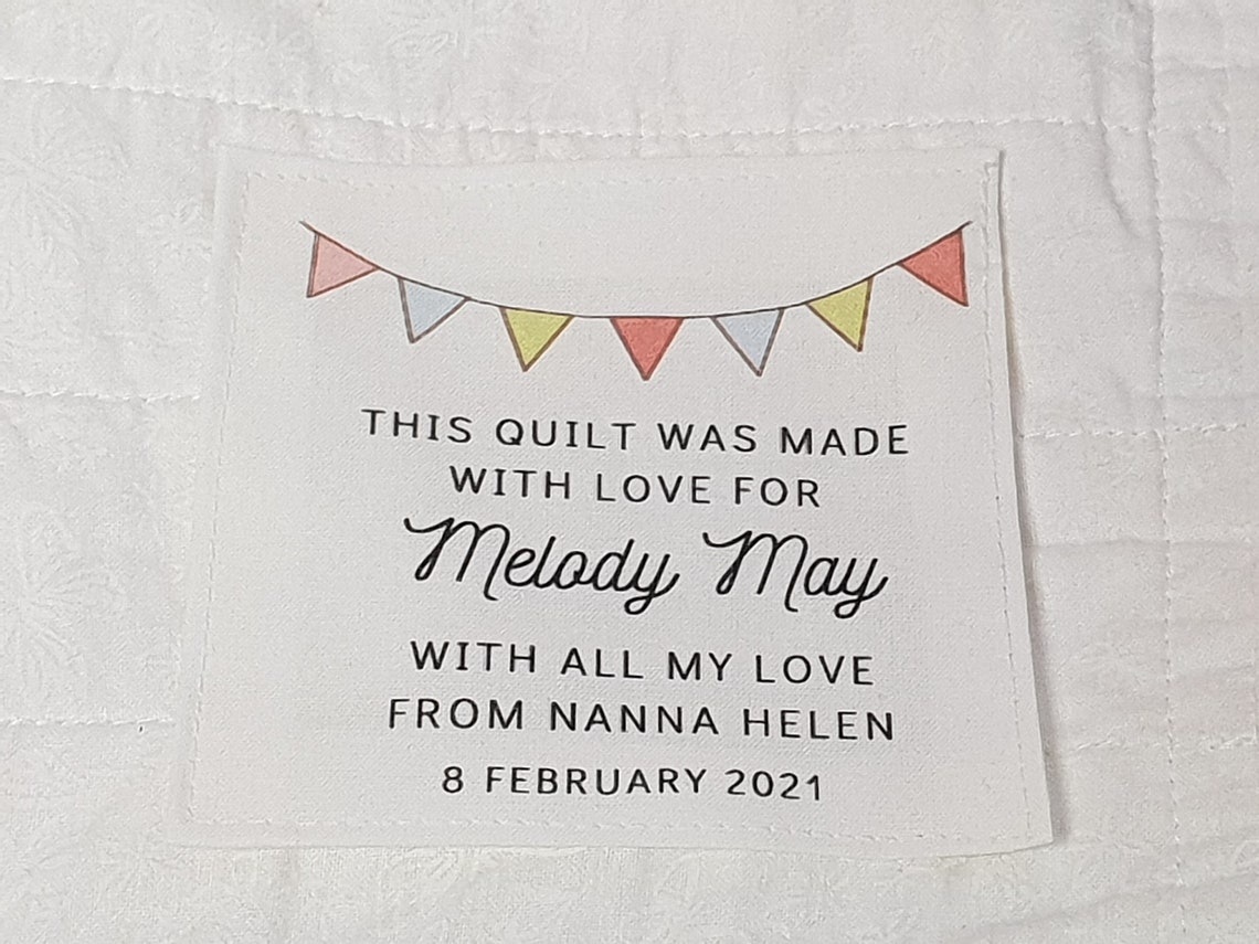 Custom Quilt Label, Personalised Quilt Label, Printed Quilt Label ...