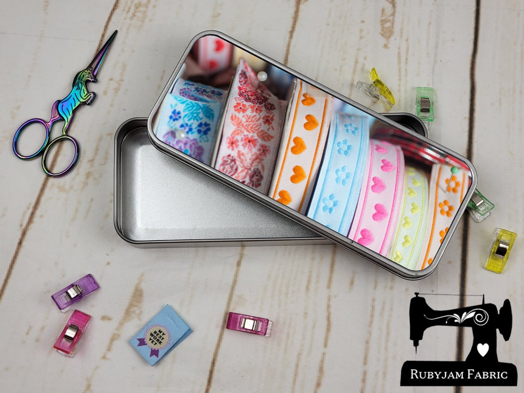 Ribbons, Sewing, Theme, Rectangle, Storage, Tin, Empty, Metal, Sewing ...