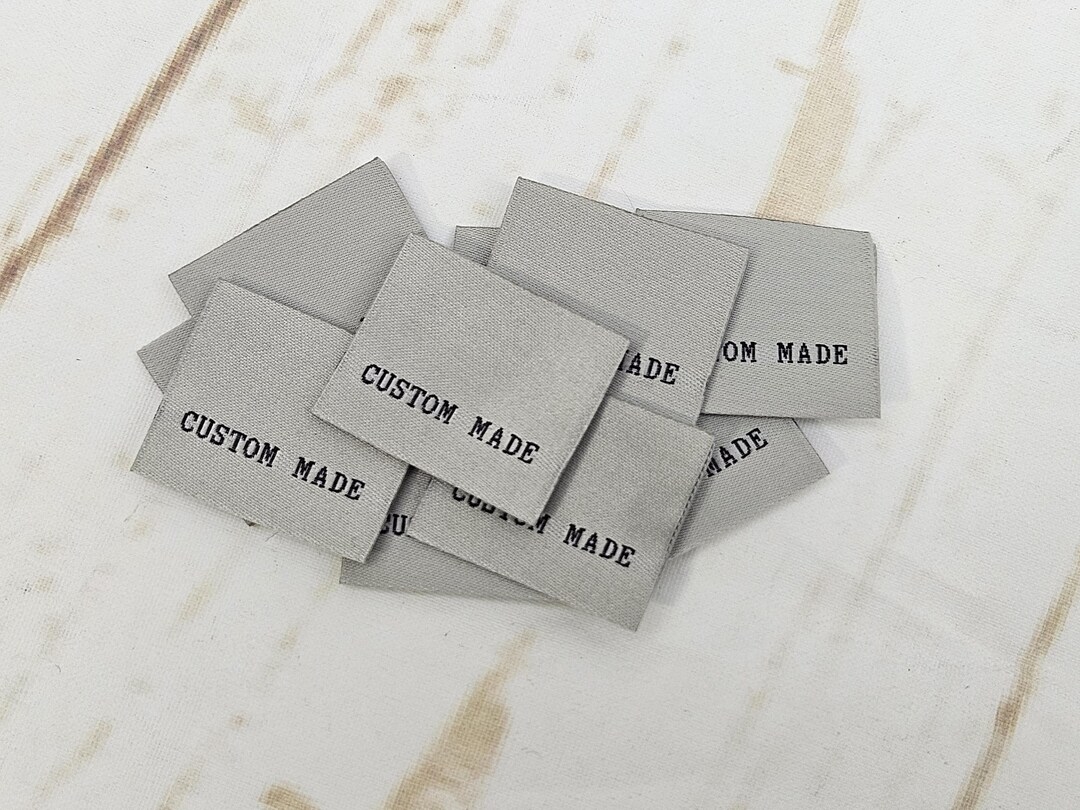 Custom Made, Grey, Sew In, Woven Labels, Clothing Labels, Garment ...