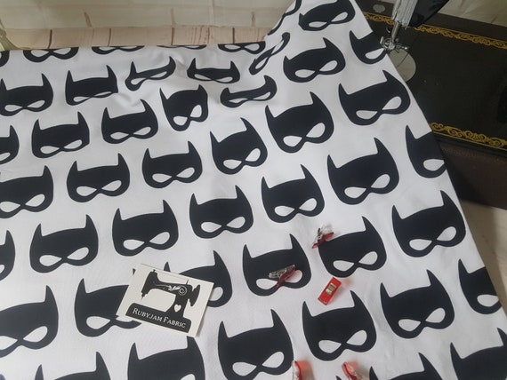 Black Bat Mask White Cotton Lycra Stretch Knit | Etsy