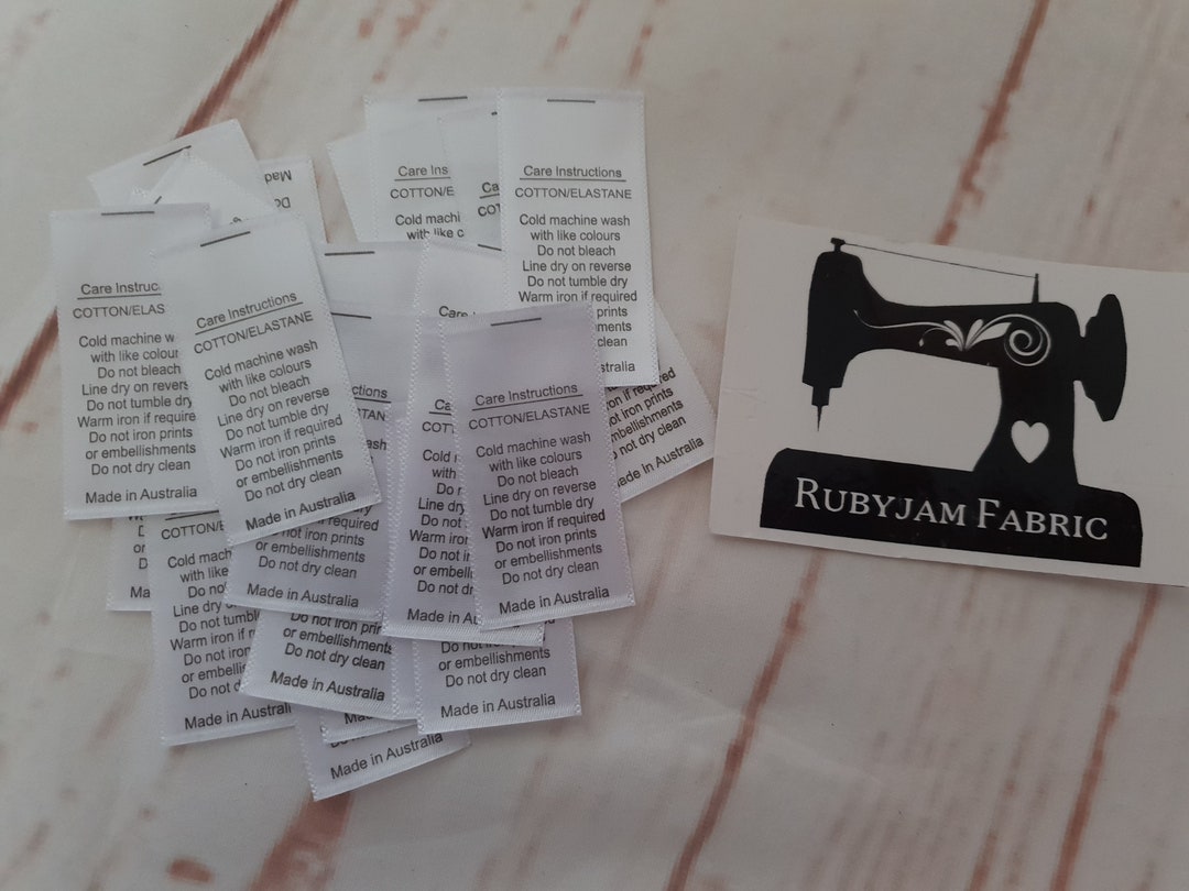 Care, Labels, Cotton Elastane, Cotton Spandex, White, Satin, Thermal ...