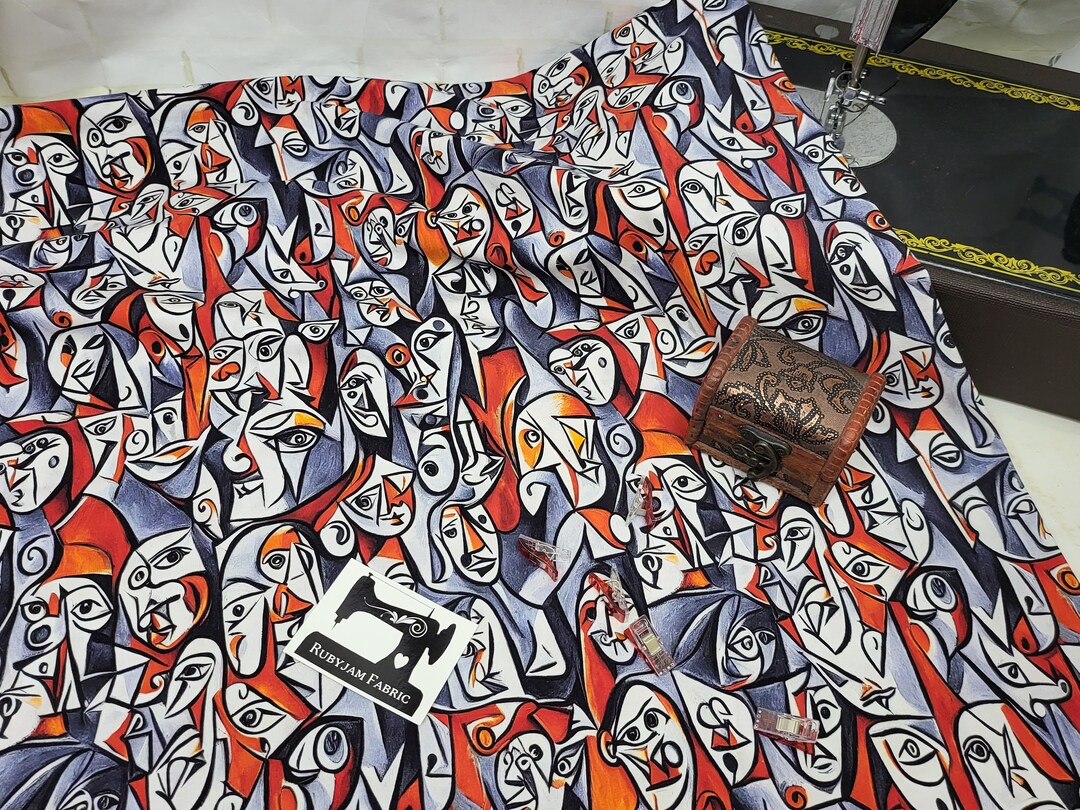 Cubism, Red, Art, Picasso, Braque, Geometric, Face, Abstract, Cotton ...