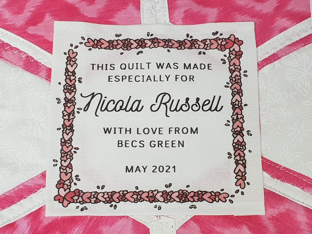 Custom Quilt Label, Personalised Quilt Label, Printed Quilt Label ...