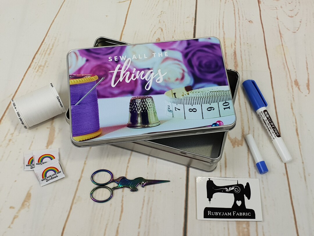 Sew All the Things, Purple, Sewing, Theme, Storage, Tin, Empty ...