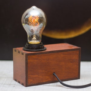 Voltmeter Wood Lamp With Edison Bulb. Original Meter and Dimmer. Gift ...