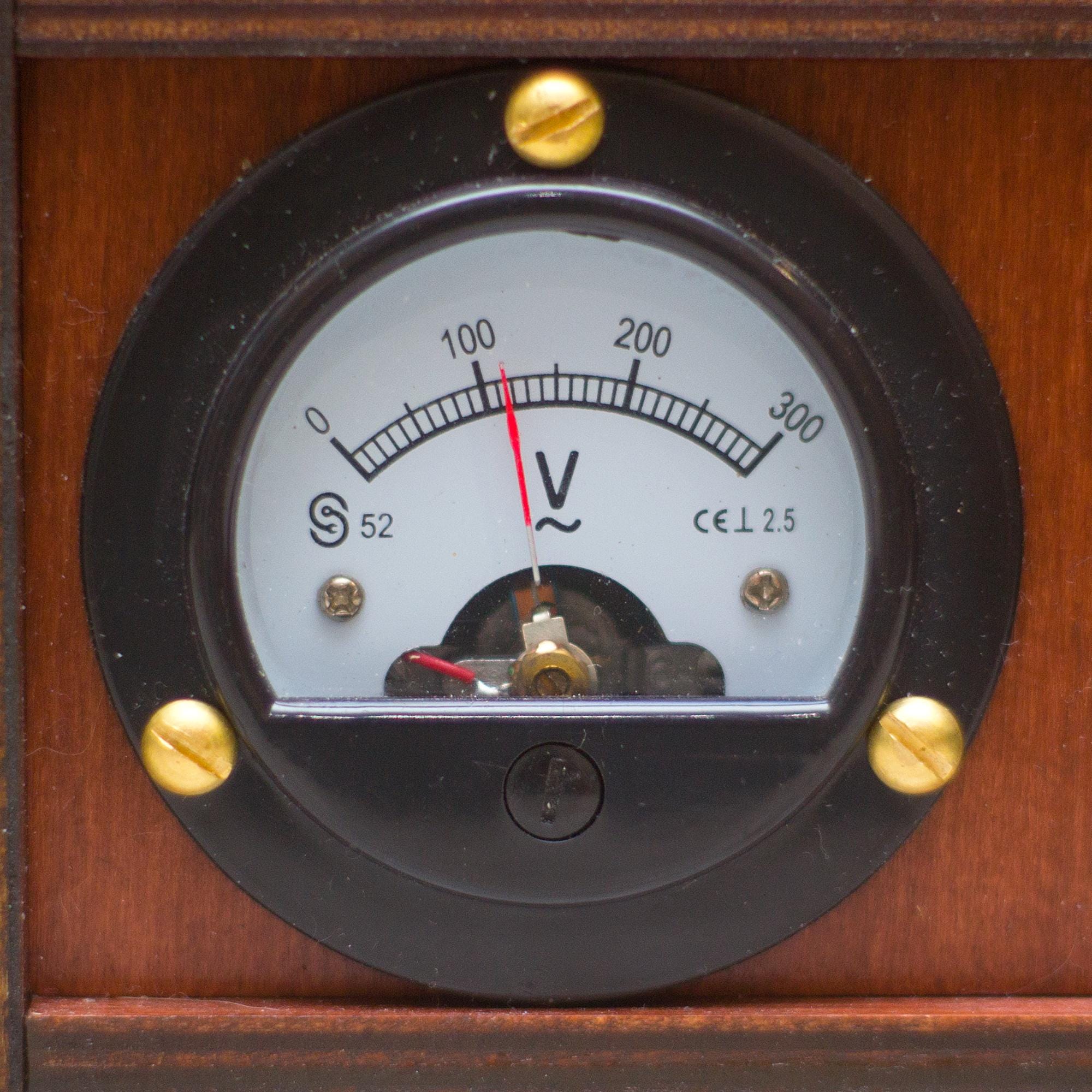 Voltmeter Wood Lamp With Edison Bulb. Original Meter and Dimmer. Gift ...