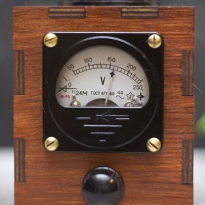 Meter Wood Lamp With Edison Bulb. Original Old Voltmeter and Dimmer ...