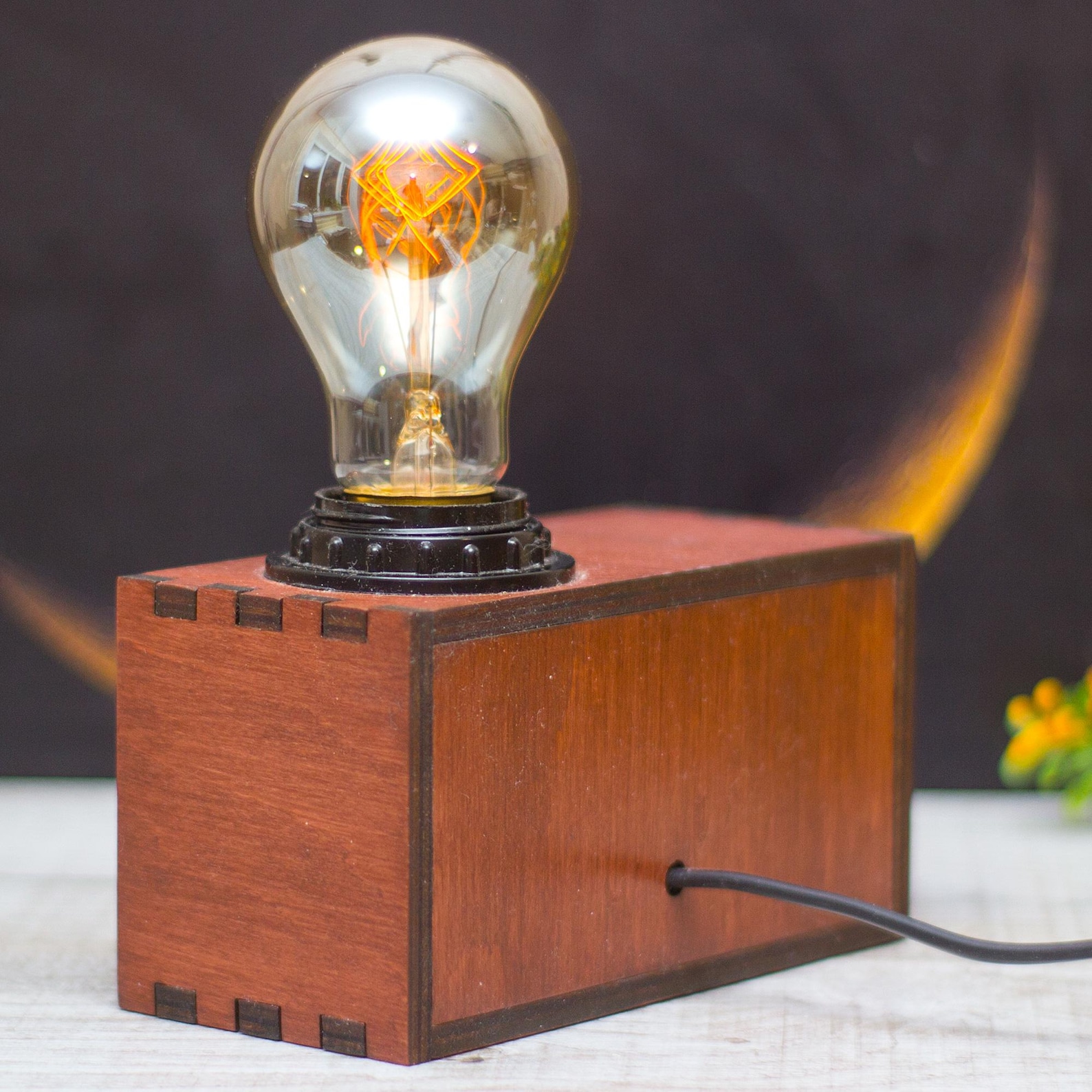 Voltmeter Wood Lamp With Edison Bulb. Original Meter and Dimmer. Gift ...