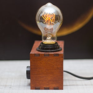 Voltmeter Wood Lamp With Edison Bulb. Original Meter and Dimmer. Gift ...