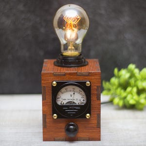 Meter Wood Lamp With Edison Bulb. Original Old Voltmeter and Dimmer ...