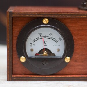 Voltmeter Wood Lamp With Edison Bulb. Original Meter and Dimmer. Gift ...