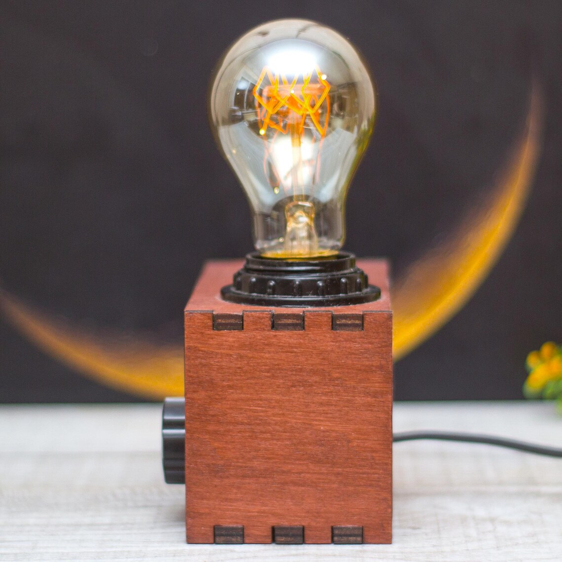 Voltmeter Wood Lamp With Edison Bulb. Original Meter and Dimmer. Gift ...