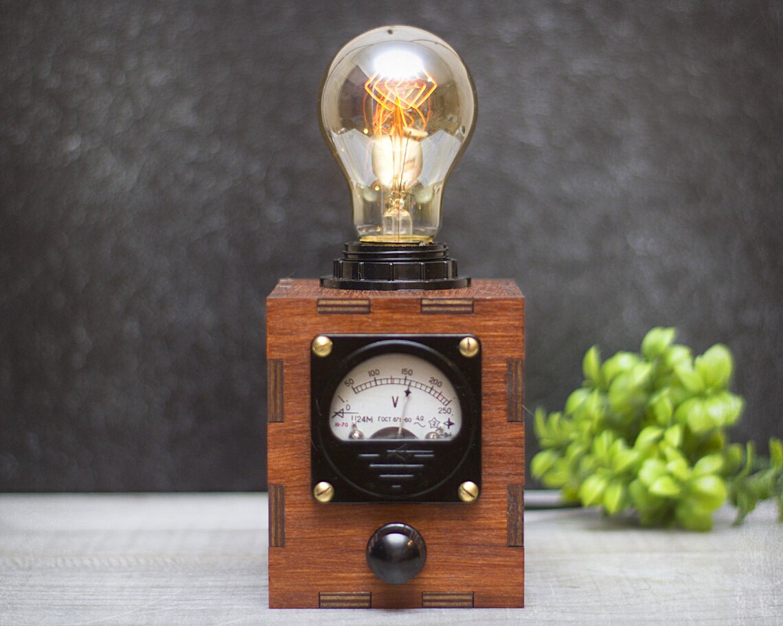 Meter Wood Lamp With Edison Bulb. Personalized Original - Etsy