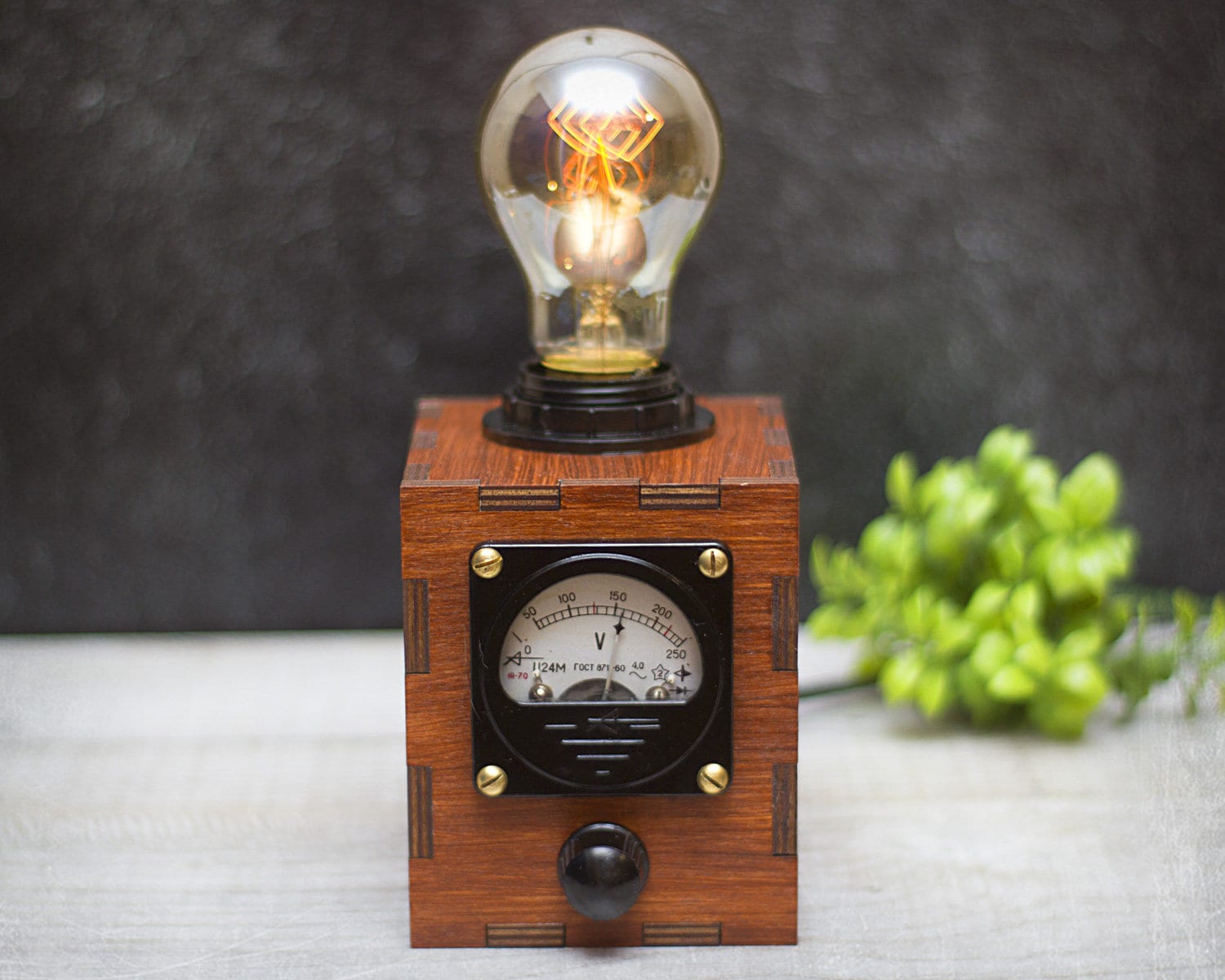 Meter Wood Lamp With Edison Bulb. Personalized Original - Etsy