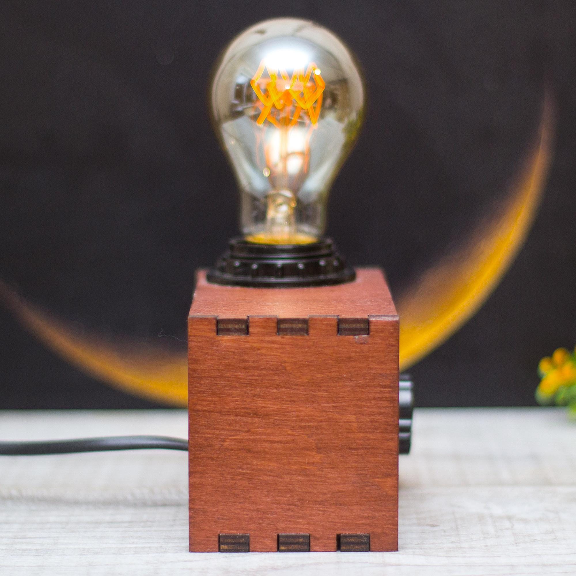 Voltmeter Wood Lamp With Edison Bulb. Original Meter and Dimmer. Gift ...