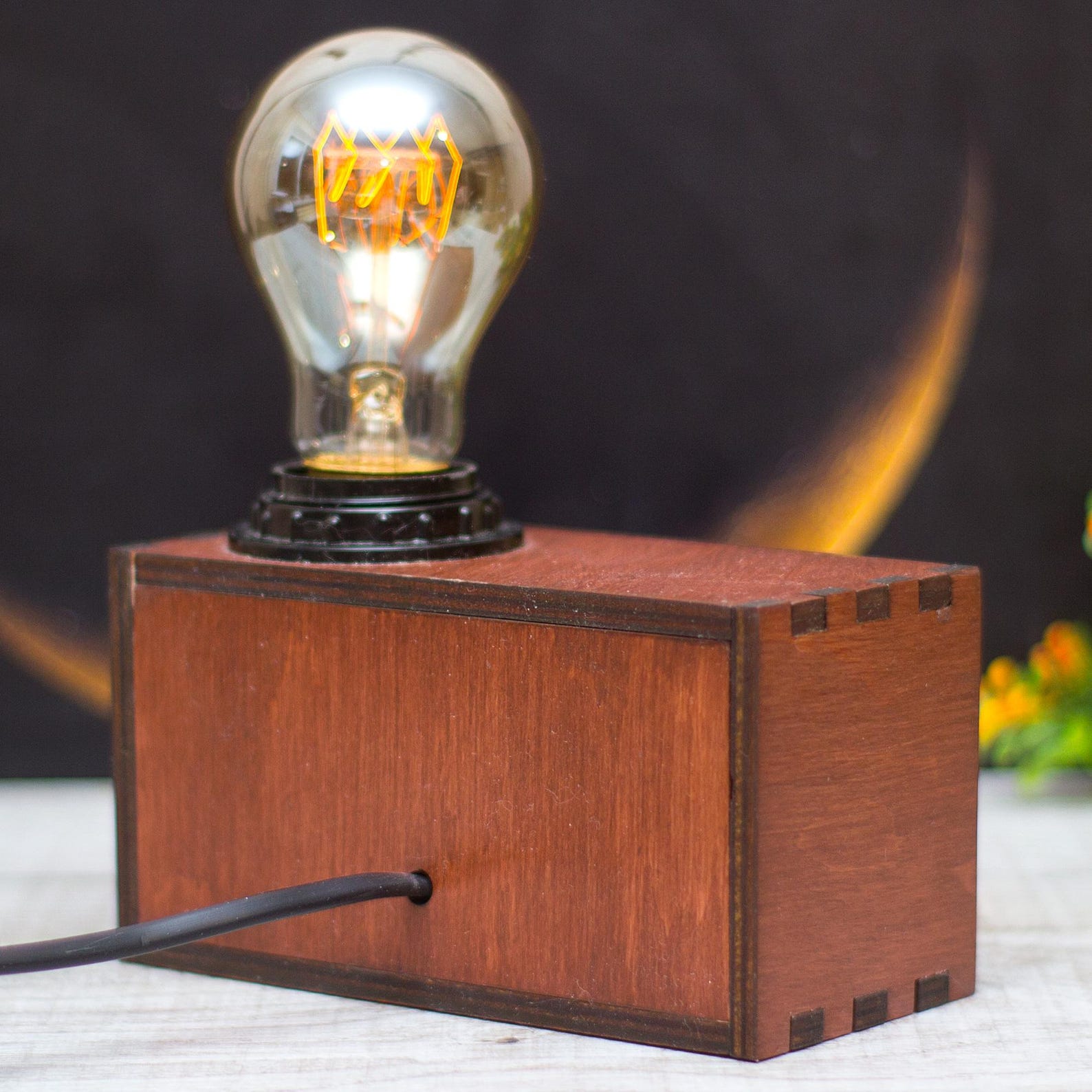 Voltmeter Wood Lamp With Edison Bulb. Original Meter and Dimmer. Gift ...